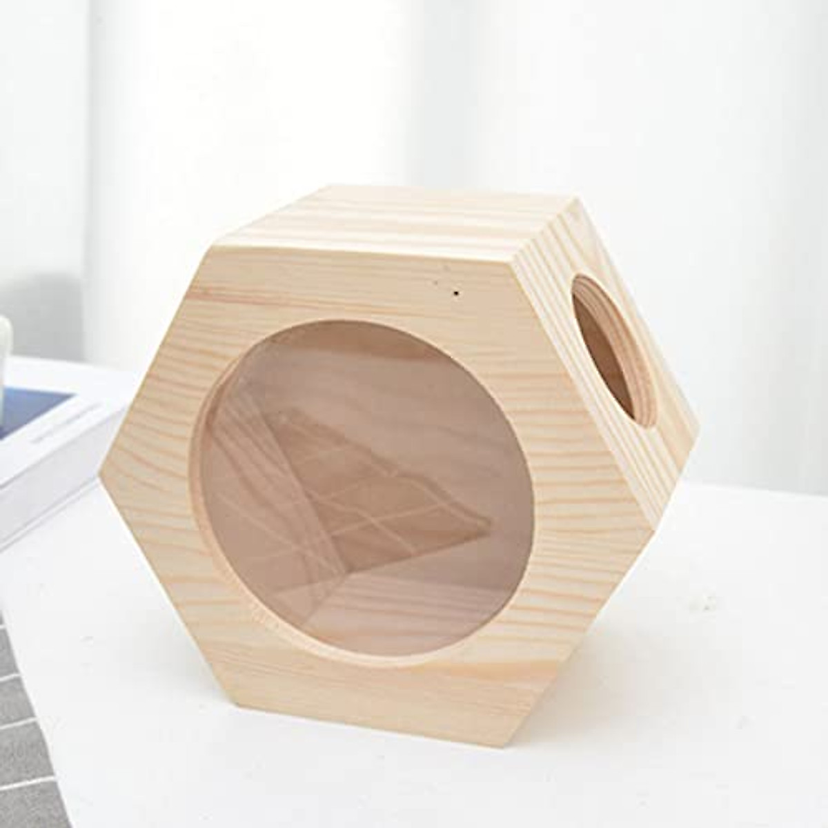 Ipetboom Hamster Wooden House Hamster Hideout Wood House Chinchilla Toys Hamster House Castle Small Animal Hideout Nesting Habitat Multi-Layer Rat Room Small Pet Hut