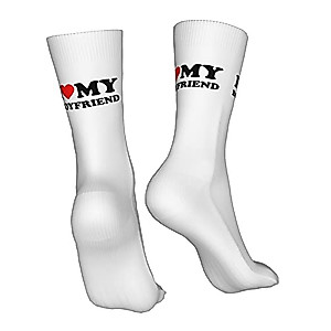 I Love My Hot Boyfriend 1 Socks Funny Socks Casual Crew Socks Compression Running Sock Moisture Wicking Novelty Christmas Gifts