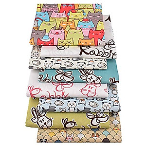 discountstore145 8Pcs Fabric Patchwork, Cartoon Animal Print Cotton Fabric Kids Bedding for Patchwork Sewing Bags 20 * 25cm