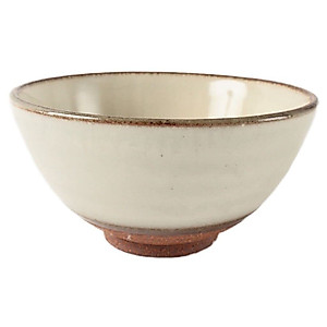Mino ware Japanese Pottery Rice Bowl Matte White with Brown Edge made in Japan (Japan Import) KSC009