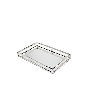 Godinger Decorative Tray, Perfume Tray, Vanity Tray, Rectangle Home Decor Tray - Aspen Collection, Silver, 16"x10"