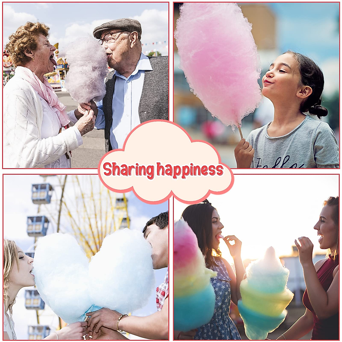 ROVSUN 21 Inch Cotton Candy Machine Cart, Electric Cotton Candy Maker Candy Floss Machine w/Cover, Stainless Steel Bowl, Sugar Scoop and Large Storage Drawer for Commercial Home Party Carnival, Red