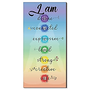Chakra Quotes Sign Wall Decor Yoga Zen Wall Art Wooden Spiritual Decor Motivational Meditation Wall Art Zen Buddhism Spa Room Decor for Yoga Living Room Bedroom Bathroom Wall Decorations (Safe Style)