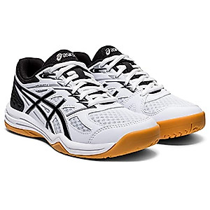 ASICS Kid's Upcourt 4 Grade School Volleyball Shoes, 2, White/Black