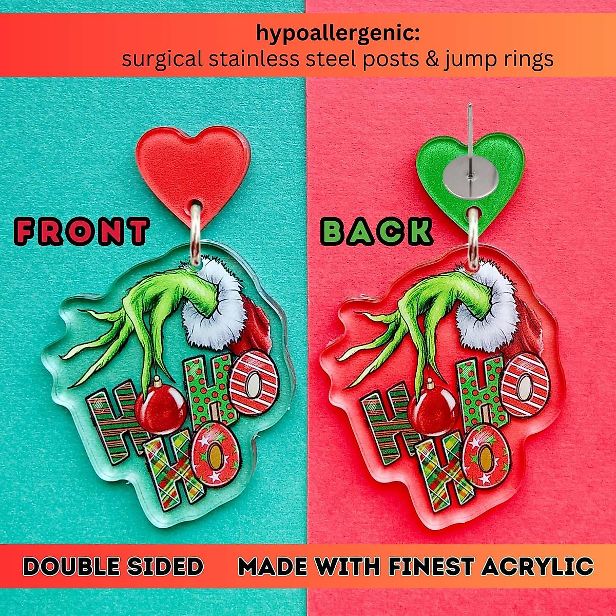 Christmas Earrings, Christmas Outfits Accessories, Christma Part Favors, Stocking Stuffers, Gifts For Women (HOHOHO #1)