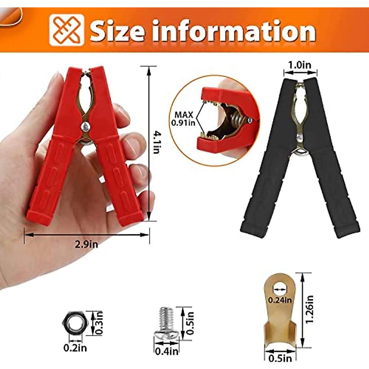 Linkstyle 2PCS 500A Pure Copper Car Battery Charger Clamps,Power Replacement Battery Alligator Clips,Jumper Cables Clamp Crocodile Clamp,Welding Machine Clamp Suitable for Car Boat 12V 24V 36V Input