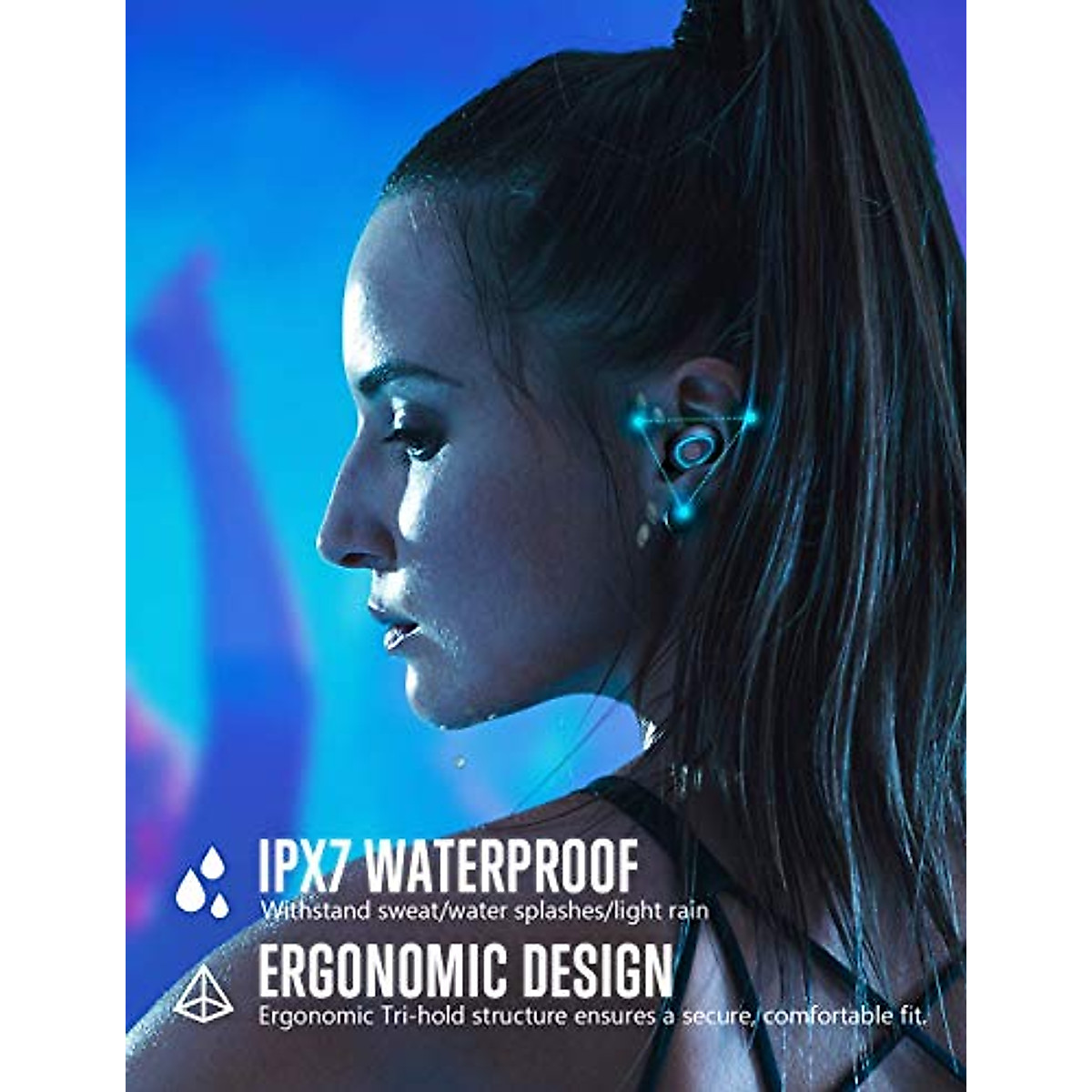 Cystereo Wireless Earbuds, Fusion Bluetooth 5.0 Earbuds, in-Ear Headphones with Mic, AptX, Deep Bass, IPX 7 Waterproof, Touch Control, CVC 8.0 Noise Reduction, USB-C Charging Case