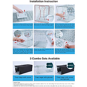 Live Animal Trap Cage with Cover, Cat Trap for Stray Cats 32 Inch Heavy Duty Folding Skunk Trap with Real Door for Raccoons, Opossums, Groundhogs, Skunks, Feral Cats, Squirrels-2 Packs