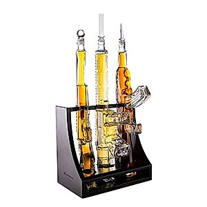 3 Gun Whiskey Decanters Set AR15, AK47, & Rifle Gun Decanter Set 1000ml by The Wine Savant - Veteran Gifts, Home Bar, Gun Lover Gifts, Tik Tok Gun Decanter, Military Gifts