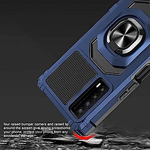 for TCL Stylus 5G Case with Tempered Glass Screen Protector, Heavy Duty Protection Technology Built-in Kickstand Rugged Shockproof Protective Phone Case for TCL Stylus 5G,(Blue)