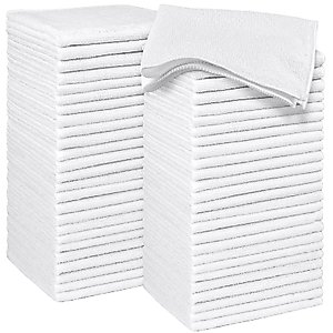HOMEXCEL Microfiber Washcloths Towel Pack of 50, 12" x 12" Highly Absorbent and Soft Face Towels Wash Cloths for Bathroom, Gym, Hotel and Spa, Fast Drying Multi-Purpose Cleaning Cloth, White