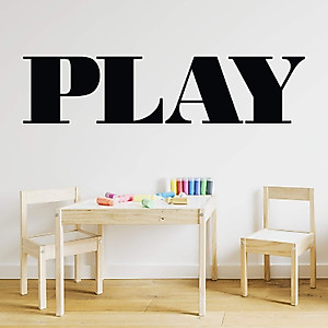 Vinyl Wall Art Decal - Play - 33" x 34" - Trendy Inspirational Minimalist Fun Sticker for Gamers Boys Girls Bedroom Playroom Living Room Gamer Room Daycare Nursery Office Coffee Shop Decor (Black)