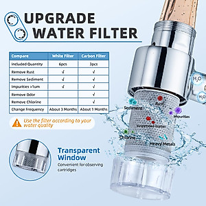 CECEFIN Water-Filter for Sink-Faucet Extender-Aerator - 9pcs Cartridges Reduce Chlorine for Bathroom/Kitchen Skin Face Eye Wash,Brass Faucet Mount Purifier System,1080°Rotating 2-Mode Swivel Aerator