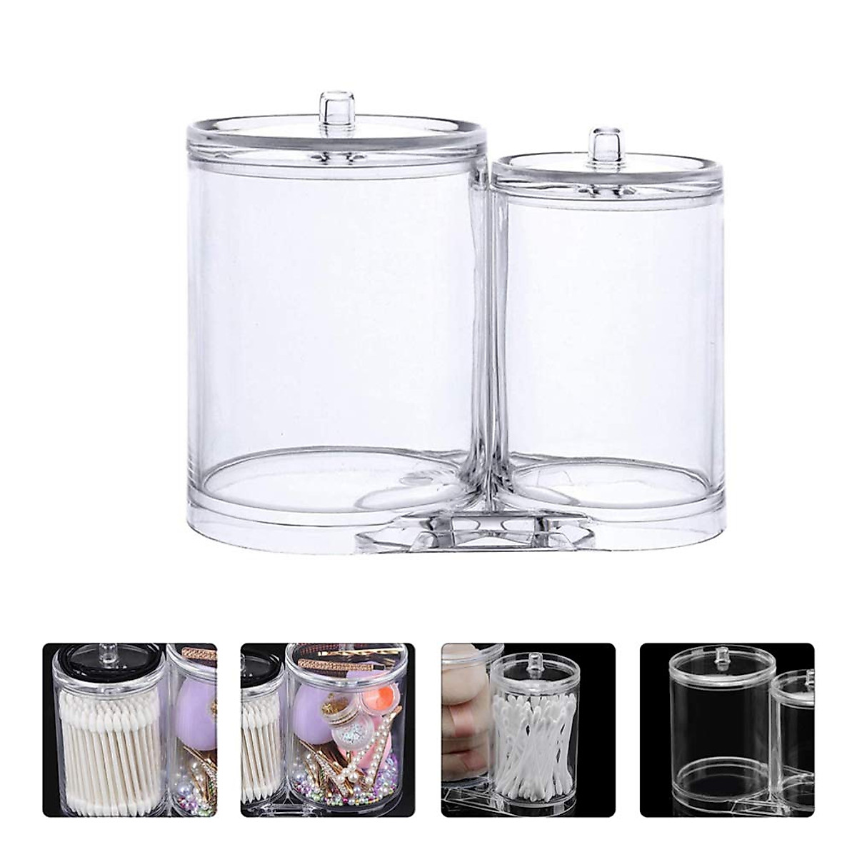 Cabilock Cotton Swab Holder Transparent Conjointed Cotton Swabs Storage Box Makeup Cotton Pads Box Toothpick Cass Cosmetic Organizer Holder for Home Bathroom Washroom Supplies Bathroom Containers