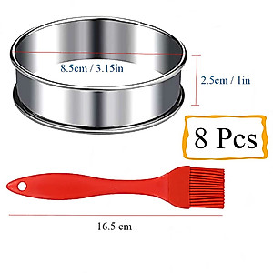 KUAYB 8 Pieces English Muffin Rings Crumpet Rings 3.15 Inch Stainless Steel Double Rolled Tart Ring Nonstick Metal Round Ring Mold for Kitchen Cooking Baking