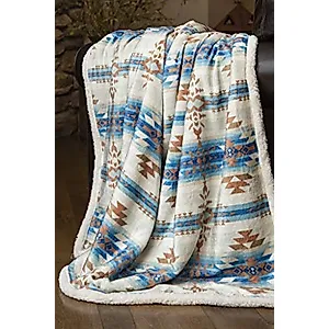 Carstens Wrangler Stack Rock Southwestern Sherpa Throw Blanket 54x68
