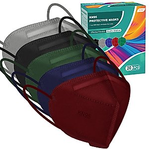 XDX KN95 Face Masks, Individually Wrapped Face Mask for Women Men, 5 Layers Breathable & Comfortable Masks Disposable Multicolored Design for Adults, Filter Efficiency ≥95%