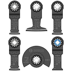 BOSCH OSL006 5-Piece Starlock Oscillating Multi Tool Assorted Set Blades for Mixed Applications in Metal, Wood and Other General Purpose Materials with Included Pouch