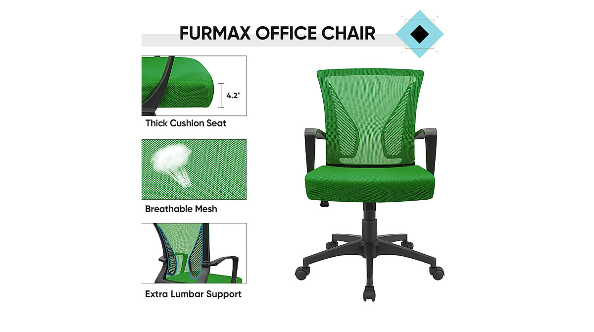 Furmax Green Ergonomic Office Chair with Lumbar Support