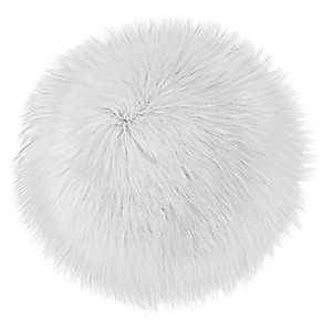 Sibba Faux Fur Small Area Rug Chair Desk Sofa Cover Carpet 35 cm Fluffy Plush Seat Pad Protectors for Home Bedrooms Aesthetic Decor (White Round)