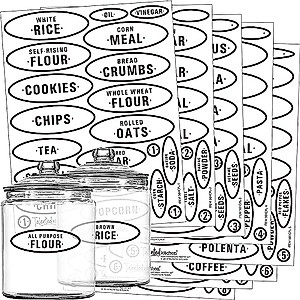 Talented Kitchen Pantry Labels - 164 Contemporary Preprinted Kitchen Label Set. Clear, Water Resistant Stickers, Food Jar Label. Jar Decals for Pantry Organization & Storage (Set of 164 - Contemporary