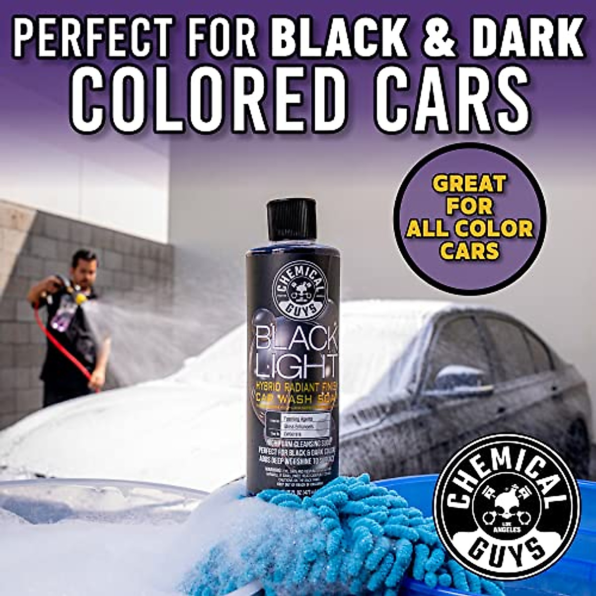 Chemical Guys CWS61916 Black Light Foaming Car Wash Soap(Works with Foam Cannons, Foam Guns or Bucket Washes)Safe for Cars,Trucks,Motorcycles,RVs&More,16 fl oz, Black Cherry Scent(packaging may Vary)