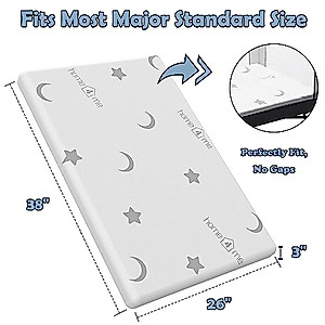 Home4me Pack and Play Mattress,38"x26"x3"Portable Mini Crib Mattress, Dual Sided (Firm & Soft) Memory Foam Playpen Mattress with Washable Cover Memory Foam Waterproof Crib Mattress Topper