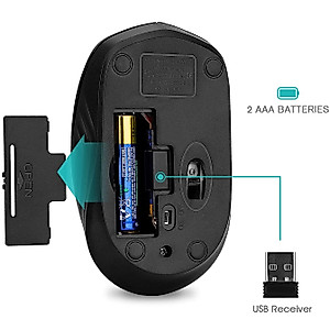 Rii Wireless Mouse, 2.4G Portable Computer Mice for PC, Laptop, Windows,Office Included Wireless USB dongle (Black)