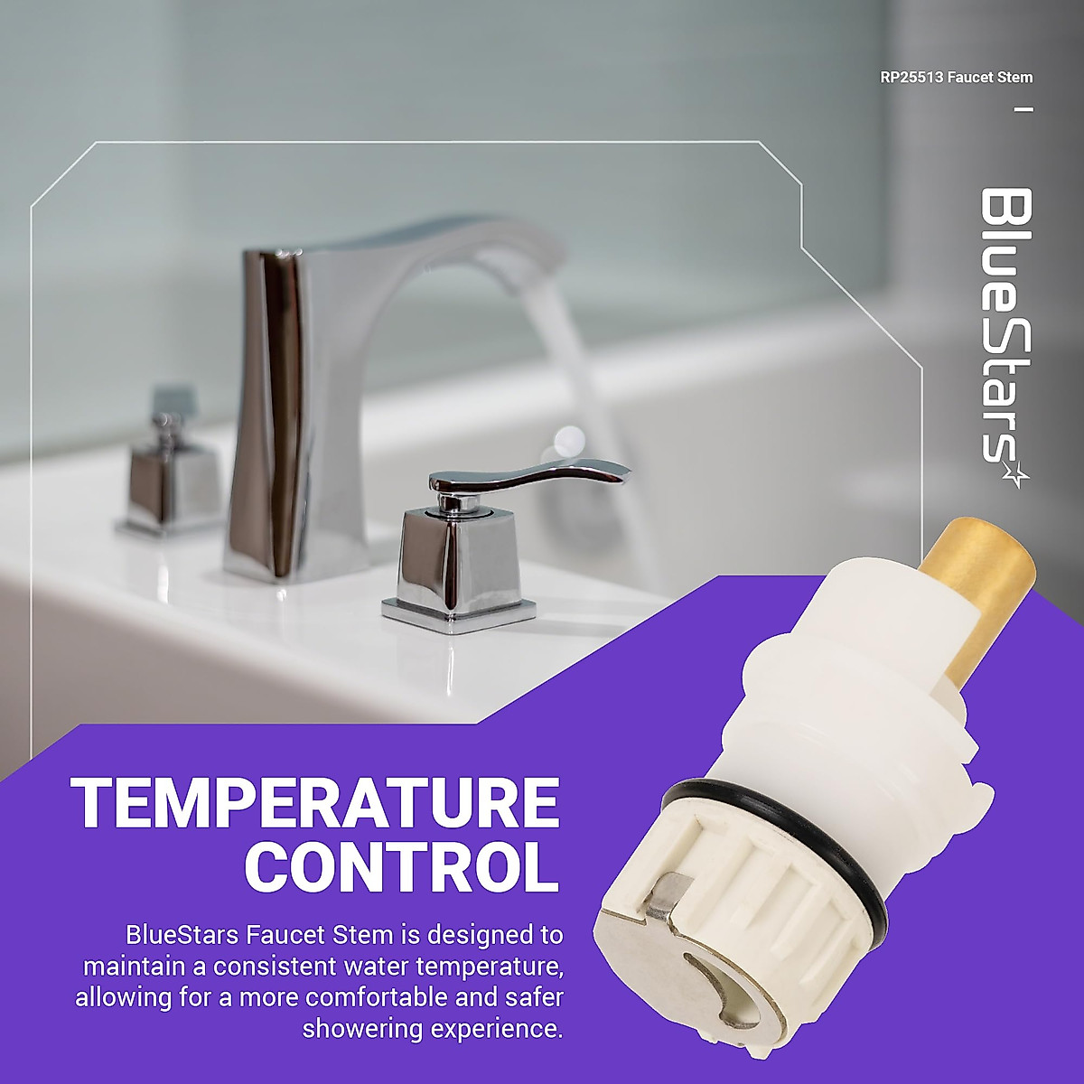 BlueStarts High-Quality RP25513 Faucet Stem - Compatible with Delta Faucet Kit Two Handle Faucets - Pack of 2