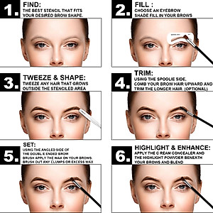 SUMEITANG 12 Color Eyebrow Kit, 6 Color Eyebrow Powder + 6 Color Brow Pomade Professional Brow Makeup Palette With Eyebrow Pencil, Brow Stencil, Brush and Tweezers Set, Create You Perfect Brow Styling