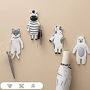 Creative Adhesive Coat Hook Kitchen Refrigerator Sticky Hook 4 Pcs Cute Pet Hooks for Coat, Scarf, Hat, Towel,Key,Bag, Utility Animal Hook for Wall Hanging Decorations