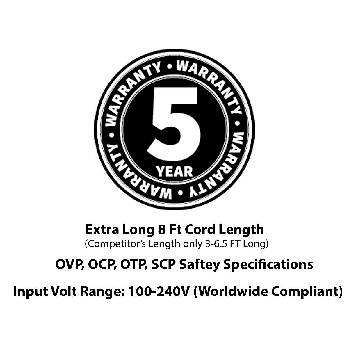 OMNIHIL (8 Feet Extra Long AC/DC Power Adapter Compatible with Roku Premiere (4620), Roku Premiere+ (4630), Roku Ultra (4640). Power Supply Adaptor Cord