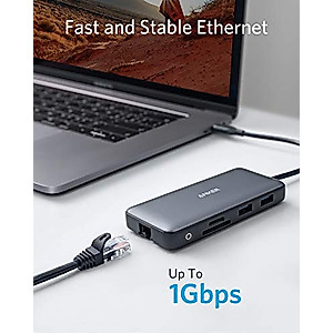 Anker 553 USB-C Hub, 8-in-1 USB C Dock, Dual 4K HDMI USB C to USB Adapter, 1 Gbps Ethernet USB Hub, 100W Power Delivery, SD Card Reader for MacBook Pro, XPS and More