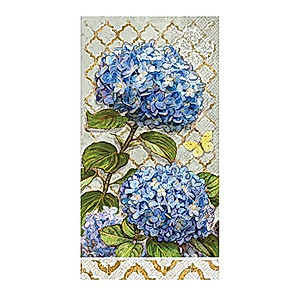Floral Hand Towels Sets: Quality Disposable Paper Hand Towels Featuring Beautiful Flower Themes - 32 Total Floral Paper Guest Towels Per Set (Blue Heirloom)