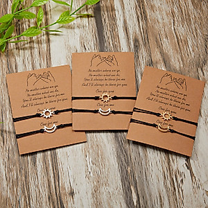 2Pcs / Set Heart Sun Moon Charm Bracelets for Women Men Handmade Braided Rope Adjustable Bracelets Couple Friendship Jewelry Gift