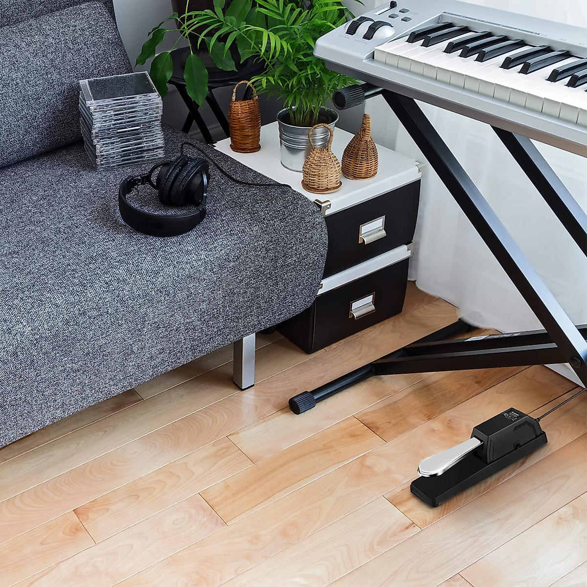 Donner DSP-003 Sustain Pedal, Universal Keyboard Piano Pedal for Digital Piano/MIDI Keyboard/Electronic Piano/Synthesizer, With Polarity Switch, 1/4"(6.35 mm) Jack, 63'' (1.6m) Cable, Straight