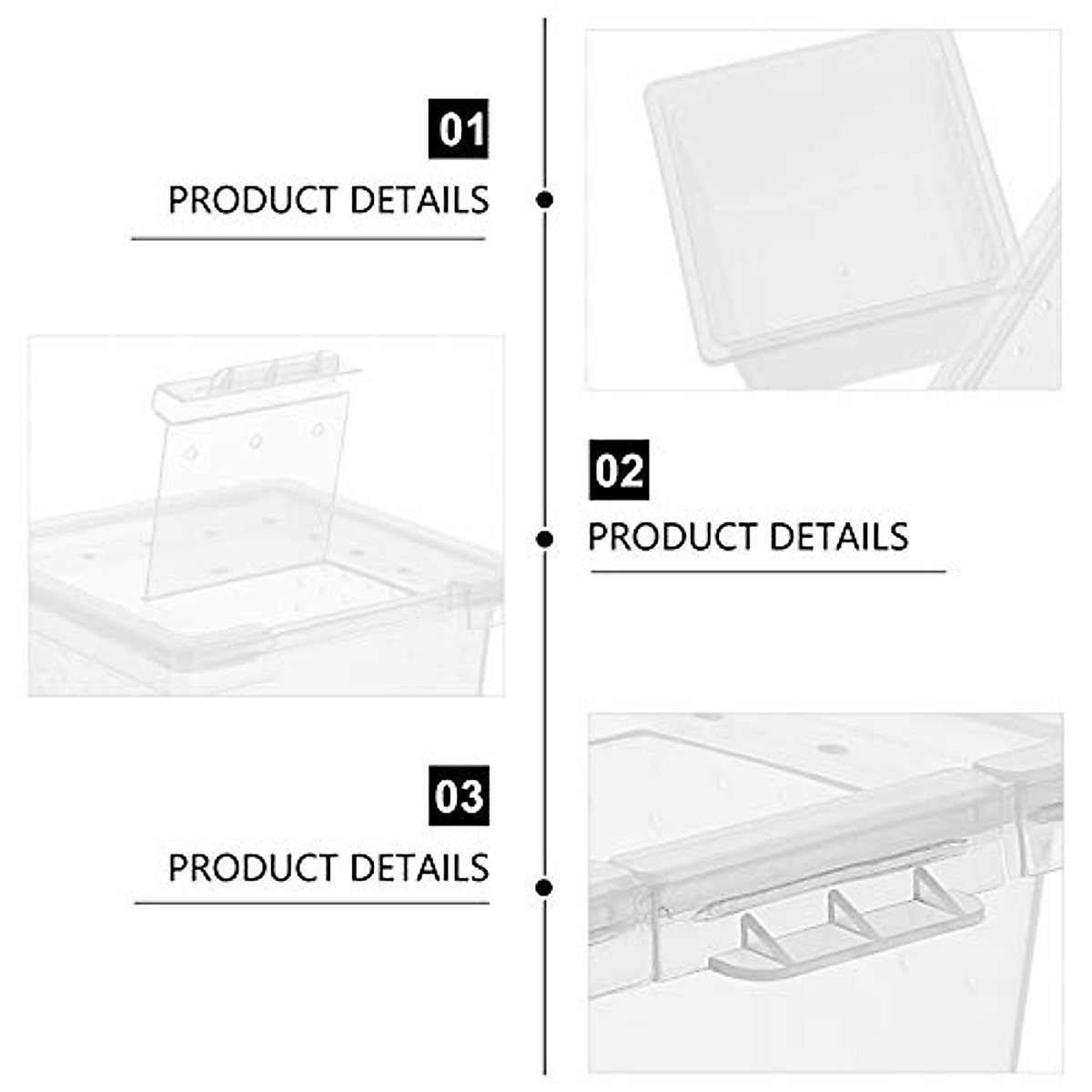 balacoo 100Pcs Reptile Breeding Box Plastic Transparent Feeding Case Hatching Container with Lid for Spider Scorpion Gecko Insect Snake Tortoise