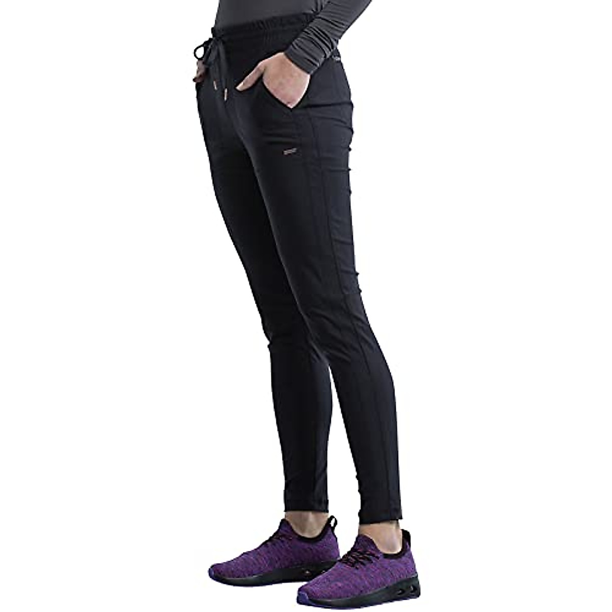 Form Scrub Pants for Women, Knit Drawstring Scrubs for Women CK095P, XXS Petite, Black