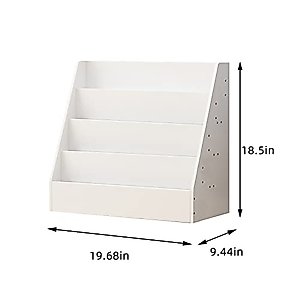ALISENED 4 Sling Bookcase Display Stand Storage Bookshelf with 4 Shelves Book Display Rack Storage Bookcase Organizer Book Shelf Case Organizer Wooden