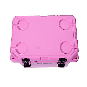 CAMP-ZERO 20L | 21.13 Quart Premium Cooler with 4 Molded-in Cup Holders & Folding Aluminum Handle | Thick Walled, Freezer Grade Cooler w/Secure Locking System & Tie Down Channels (Pink)