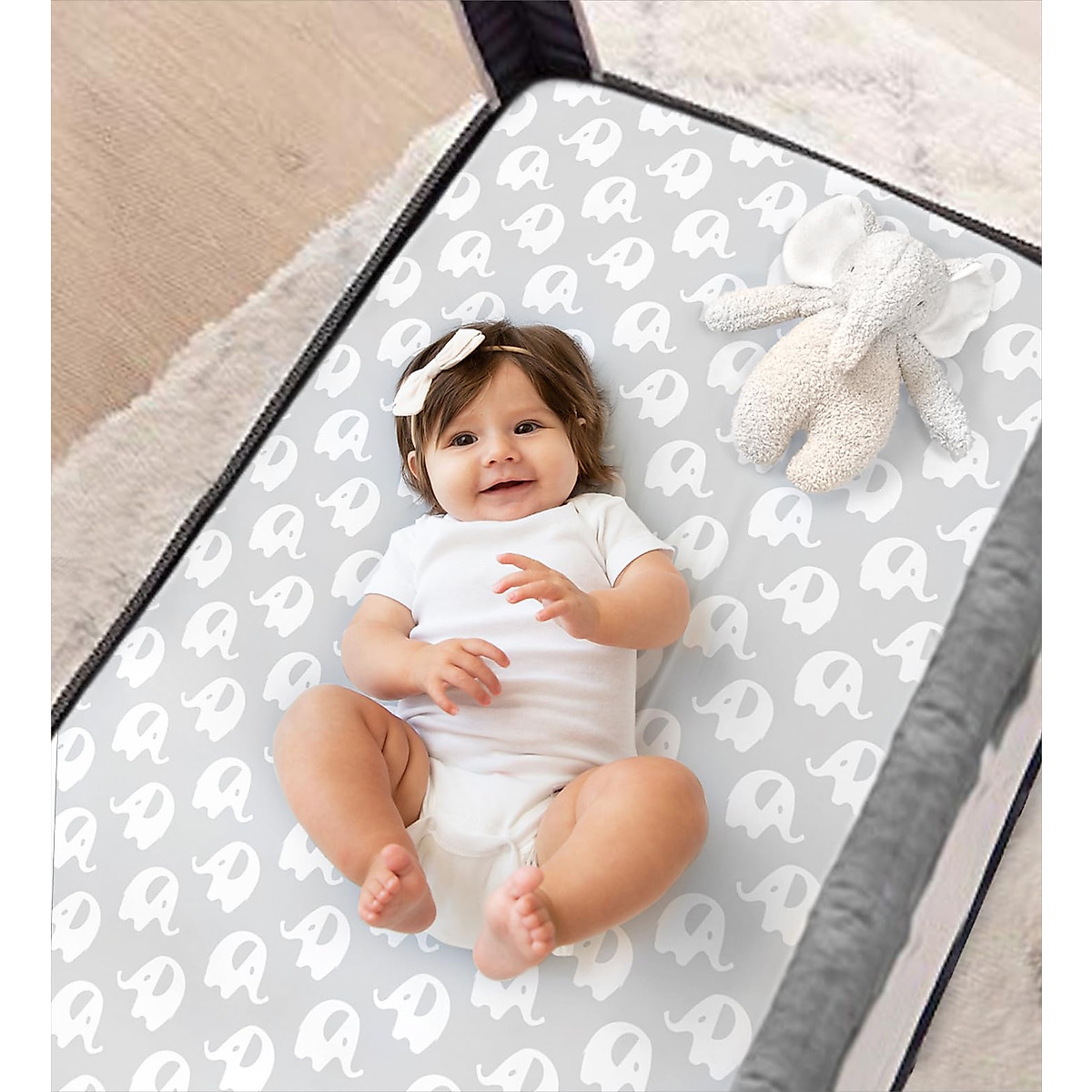 100% Organic Cotton Fitted Sheets for Graco Pack n Play, Babyletto, Pamo Babe, Hiccapop, Dream on Me, Evenflo, Baby Trend, Hygge Hush Portable/Mini Crib/Playards, Beka Bedside Bassinet 2 Pk