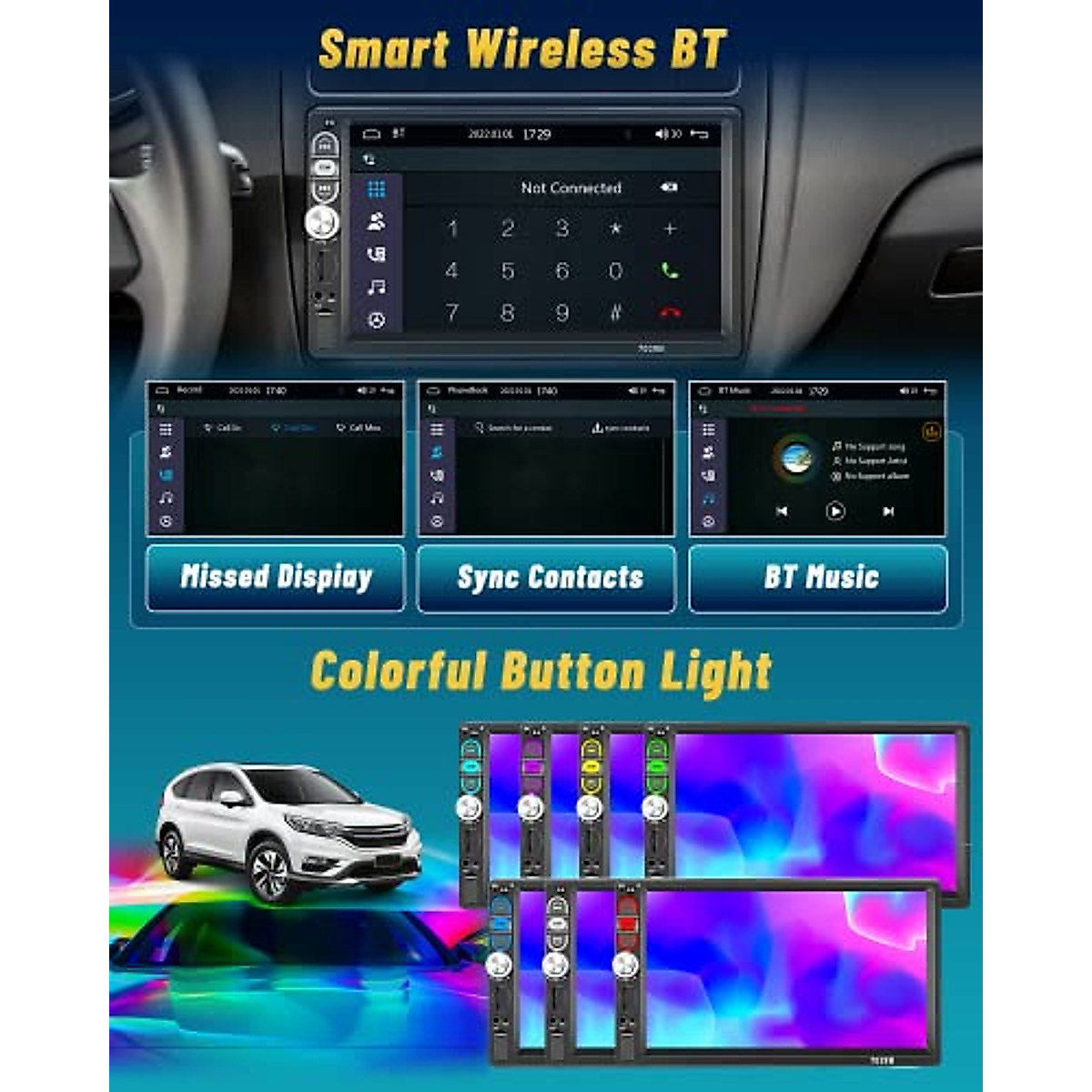 Hikity Single Din Car Stereo 7 Inch Touchscreen with Apple Carplay Android Auto Bluetooth 5.1, Car Audio Receiver with Mirror Link FM Radio SWC USB AUX TF Card and 12LED Backup Camera