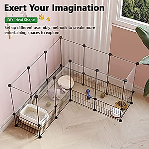 C&AHOME Pet Playpens, Small Animal Indoor Playpen, DIY Exercise Fence, Playpen Cage, Expanded & Portable Design for Guinea Pigs, Puppy, 49.5" L x 25.4" W x 22.6" H UTW3040W