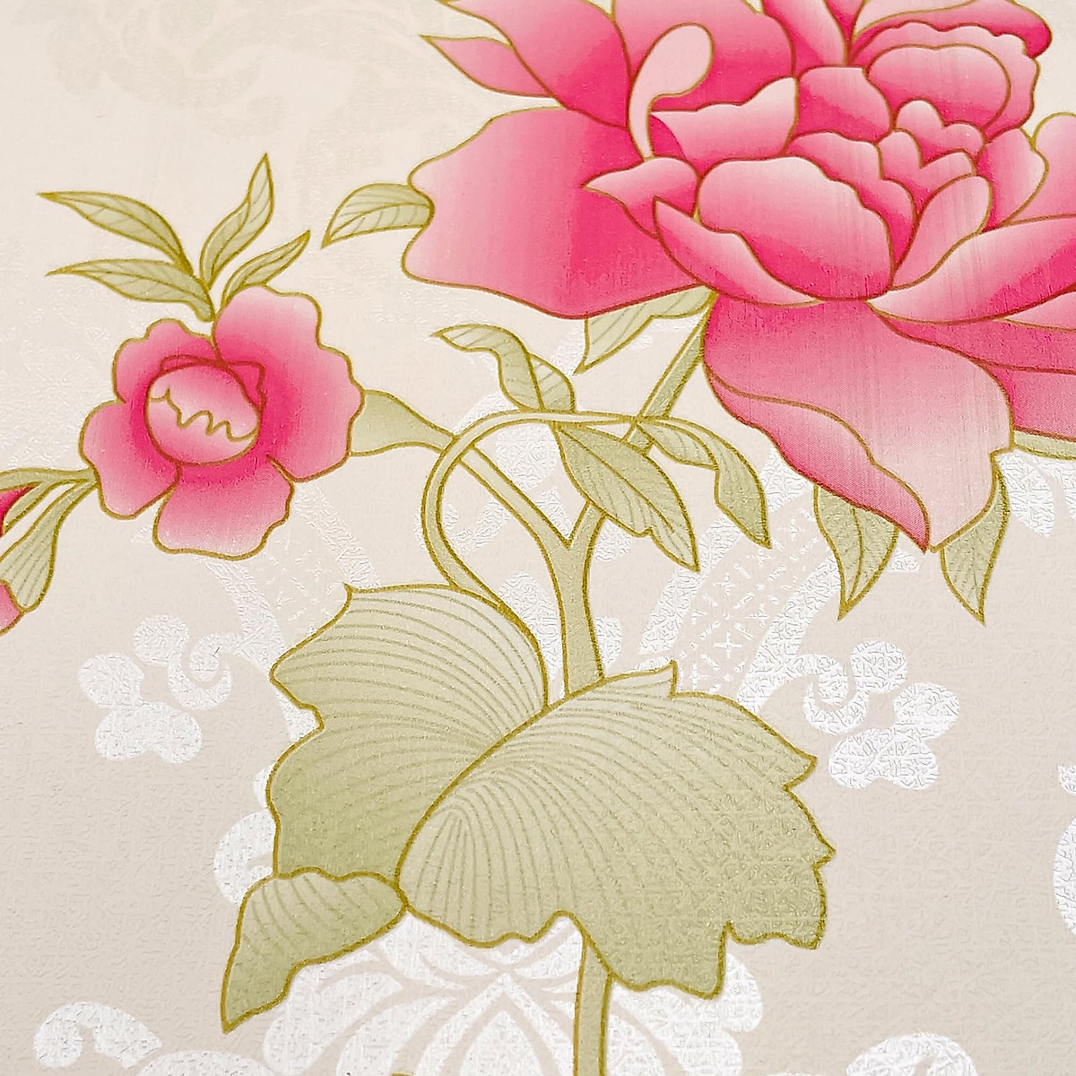 SimpleLife4U Pink Peony Furniture Protect Paper Removable Vinyl Damask Shelf Drawer Liner 17.7 Inches by 9.8 Feet