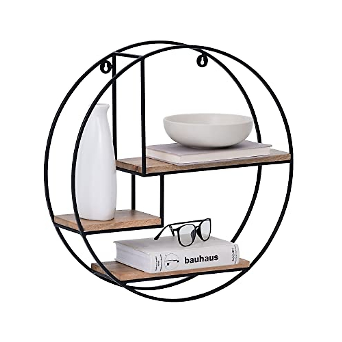 MH London Circle Wall Shelf - Lemar Shelves - Exclusively Designed Hand Crafted Wood Display Shelf. Contemporary Design - Floating Shelves for Bedroom, Living Room of Home Office