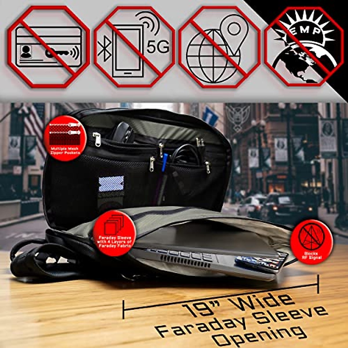 Xtreme Sight Line ~ FLEX Faraday Bag for Laptops, Tablets, and Mid-Size Electronics ~ Tracking/Hacking Defense ~ Stone