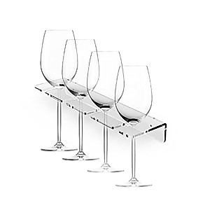 Wine glass holder, acrylic wall-mounted wine glass holder, tableware under the cabinet, wine glass holder and Glasses storage rack, kitchen cabinet storage rack (Transparent 2 pieces)