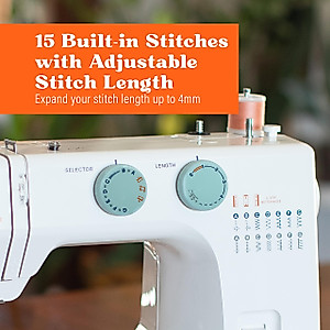 Sewing Machine for Beginners, The Dream by American Home, 15 Built-in Stitches, Great for Refashioning Clothes, AH700