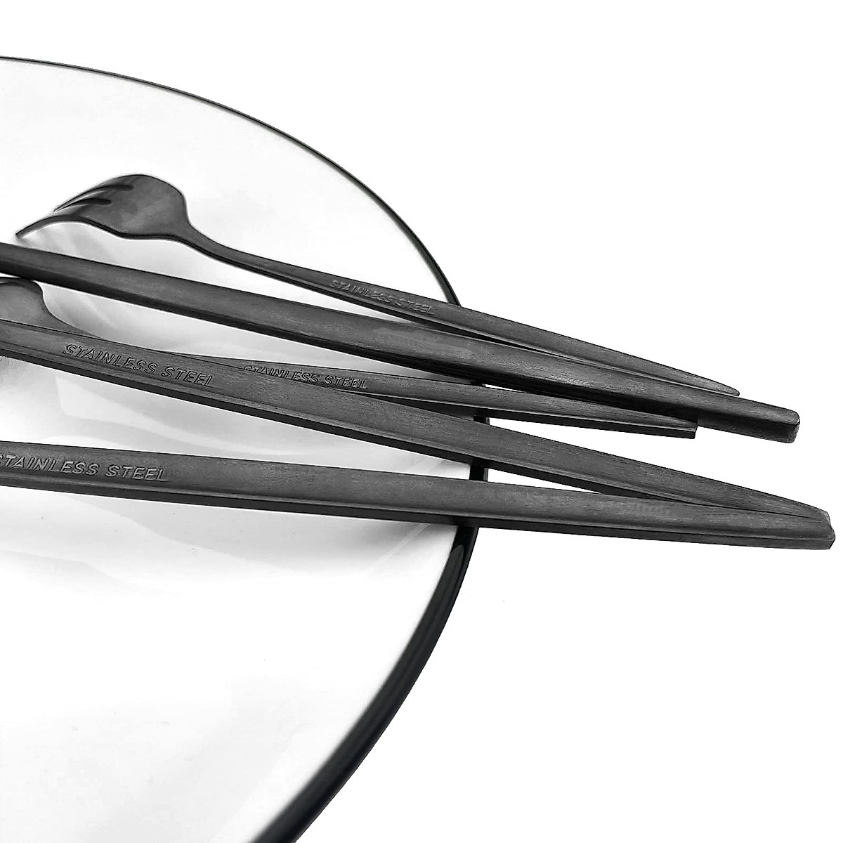 JANKNG Salad Dessert Forks Set of 6, Dessert Forks Set Table Forks Flatware 18/0 Stainless Steel Matte Polishing 7.48-Inch Silverware (Black, 6pcs)