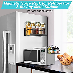 Feokely 2 Pack Magnetic Spice Rack, Premium Quality Magnetic Spice Rack for Refrigerator, Strong Magnetic Spice Rack for Holding Jars, Perfect Space Saving Magnetic Shelf